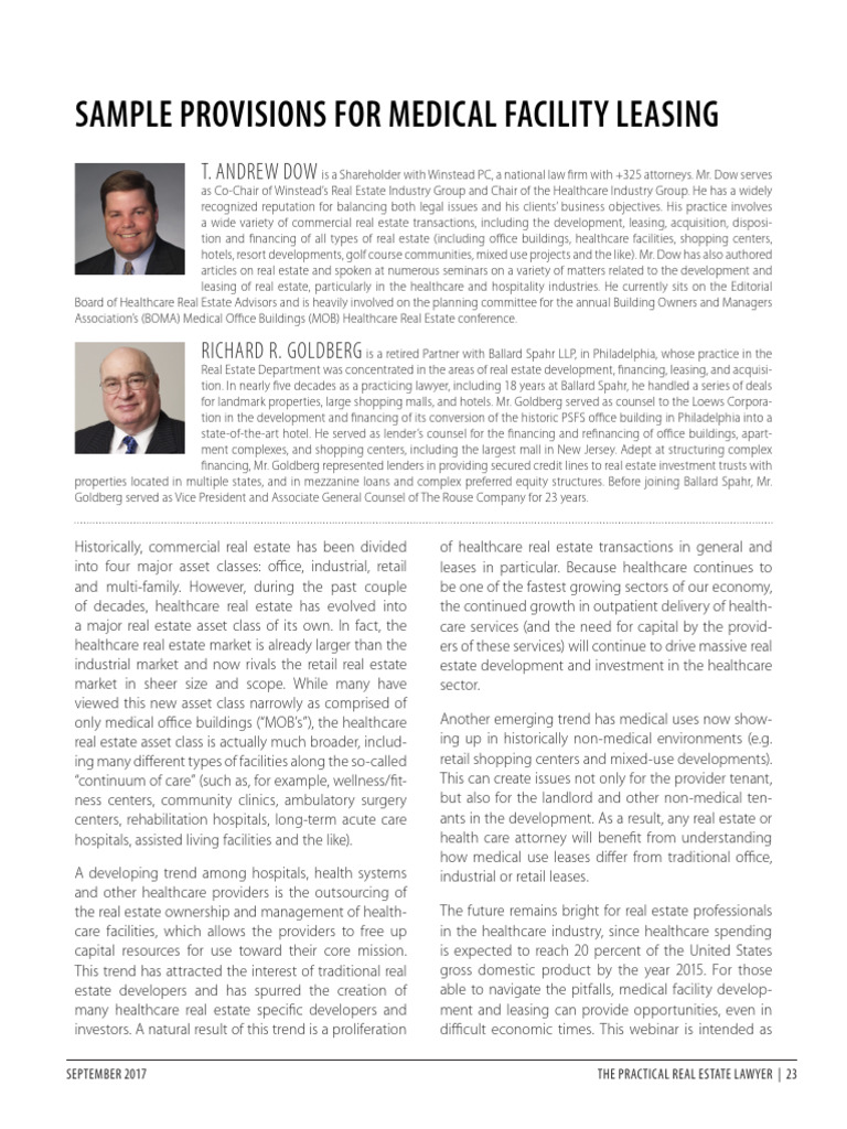 Sample Provisions For Medical Facility Leasing | PDF | Lease ...