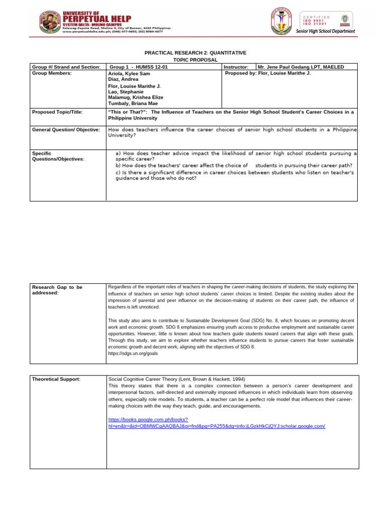 Topic-Proposal-Group-1-REVISED-FINAL-teachers-influence-copy Final | PDF | Psychological ...