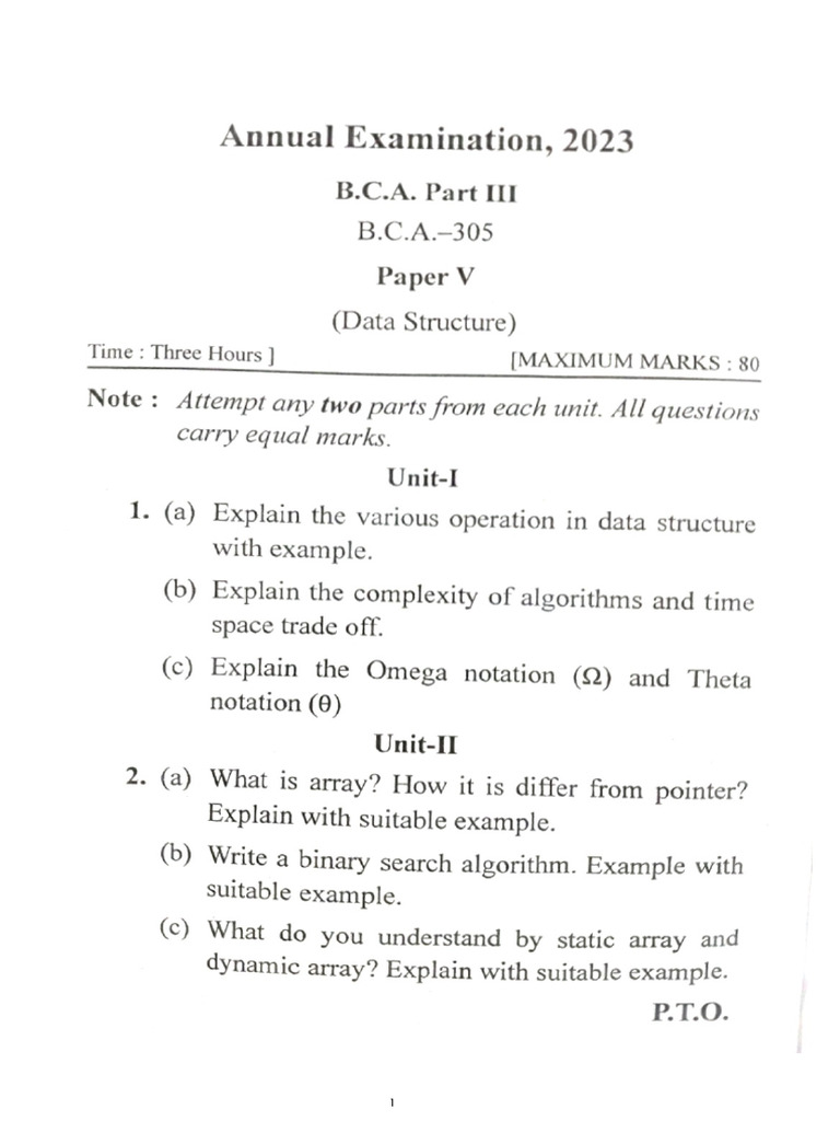 Data Structure Question Paper | PDF