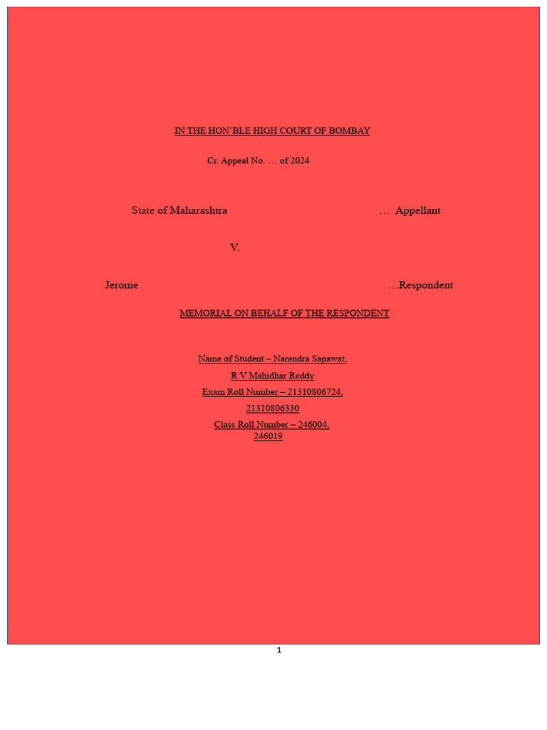 Moot Memorial Final Title | PDF