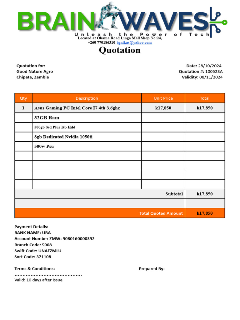 Quotation for Asus Gaming PC - Good Nature Agro | PDF | Computer ...