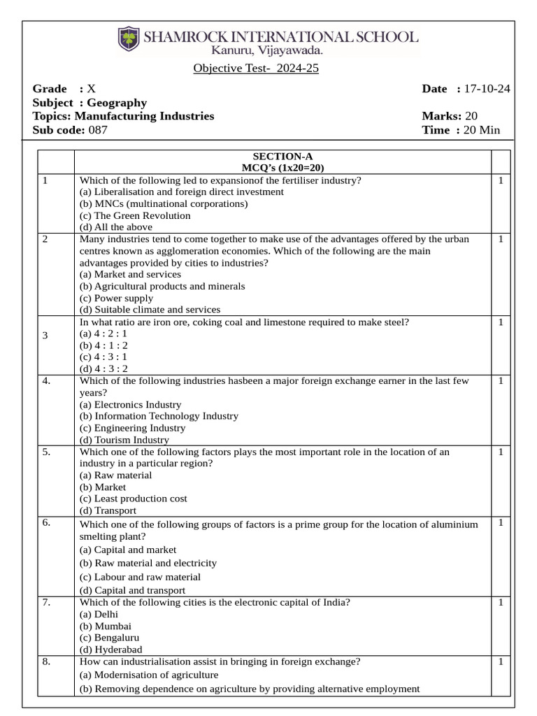 Social Test On Thursday | PDF | Steel | Secondary Sector Of The Economy