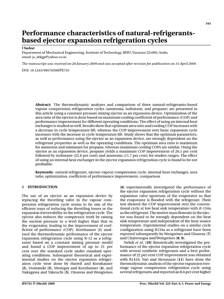 32 Performance Characteristics of Natural-Refrigerants - Based Ejector Expansion Refrigeration ...