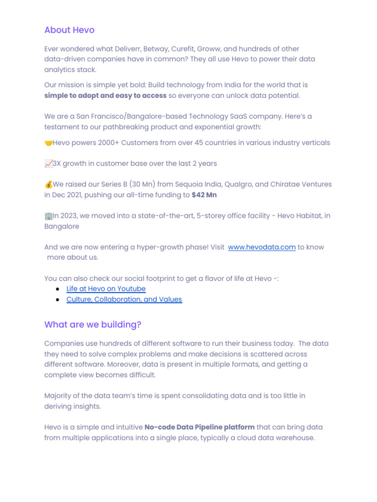 Hevo Technologies: Career Opportunities | PDF