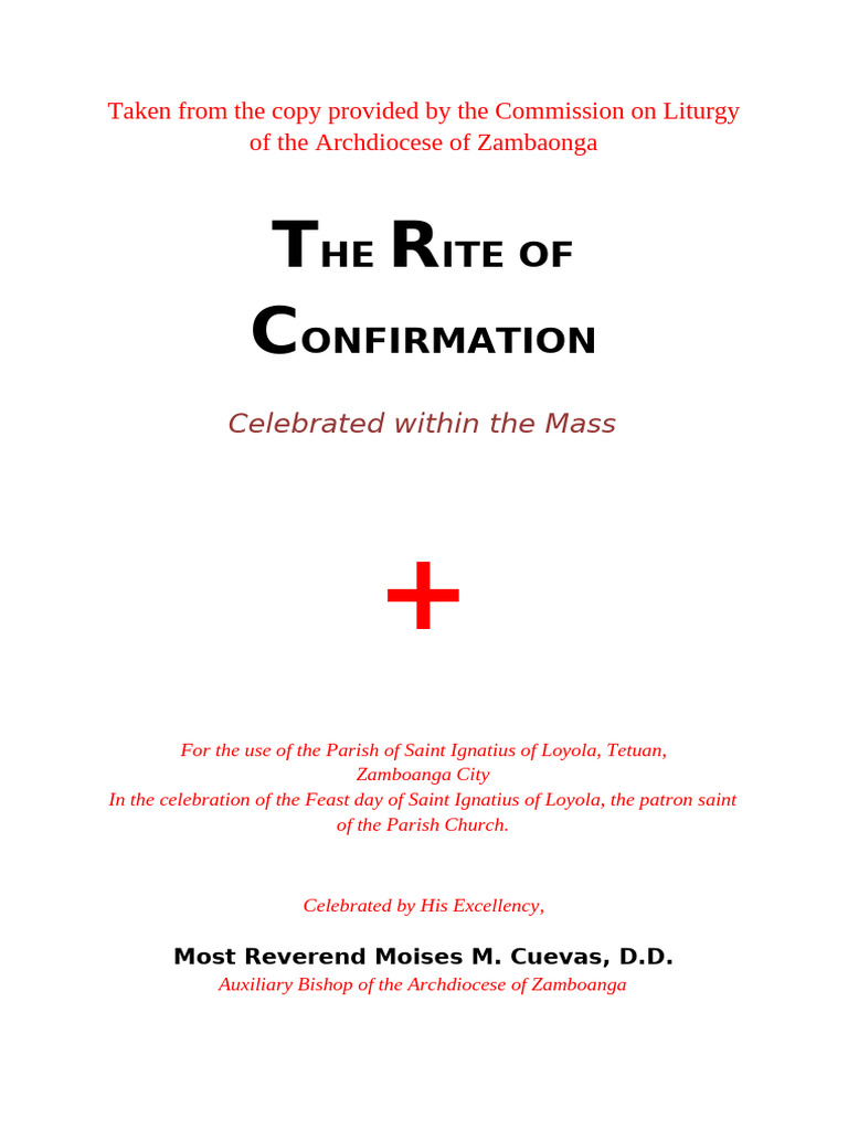 The Rite of Confirmation - Within The Mass | PDF | Eucharist | Confirmation
