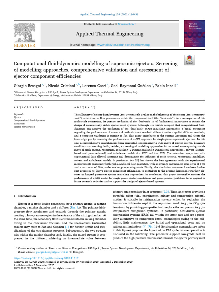 2021 Computational Fluid-Dynamics Modelling of Supersonic Ejectors | PDF | Computational Fluid ...