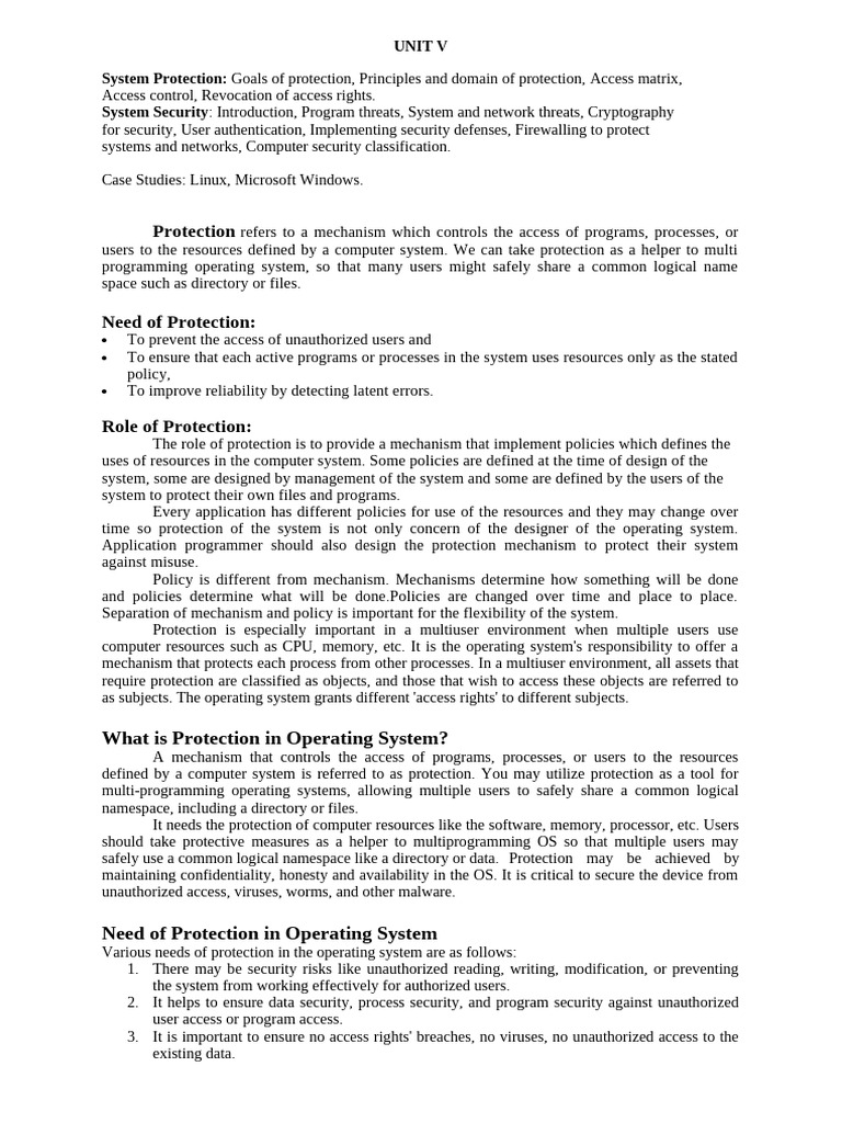 Os Unit V | PDF | Process (Computing) | Operating System