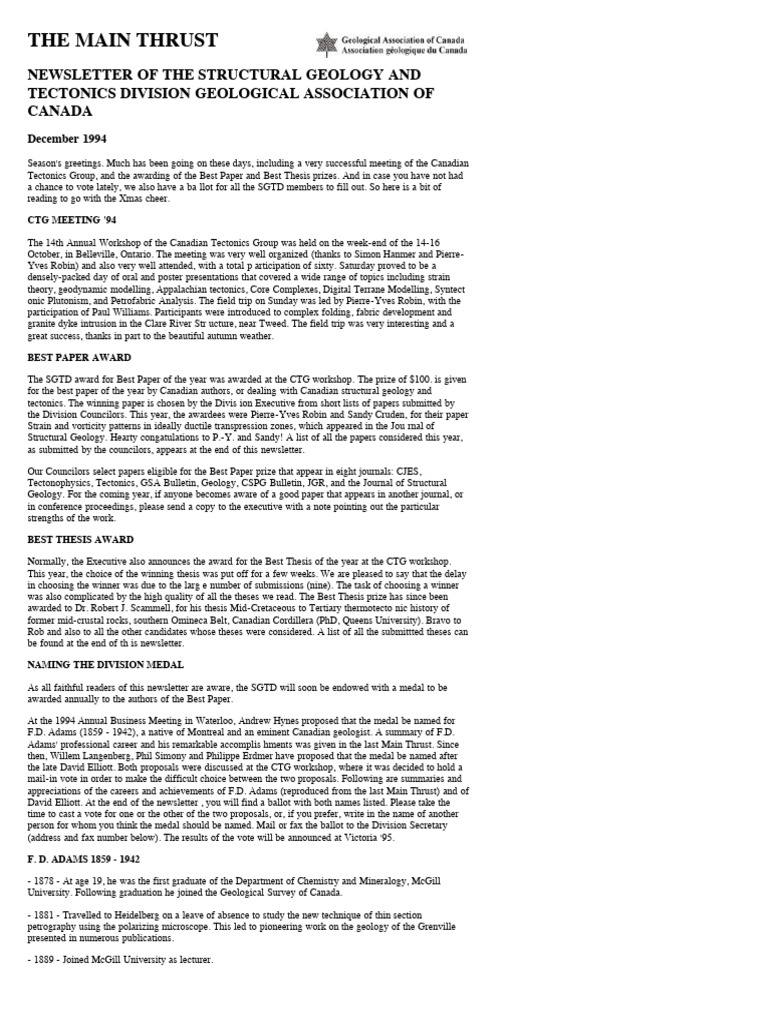 SGTD Newsletter: Awards & Meeting Highlights | PDF | Geology ...