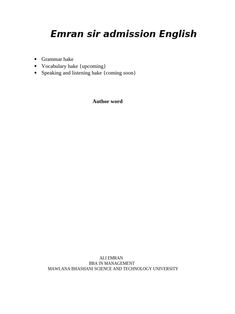 Emran Sir Admission English | PDF