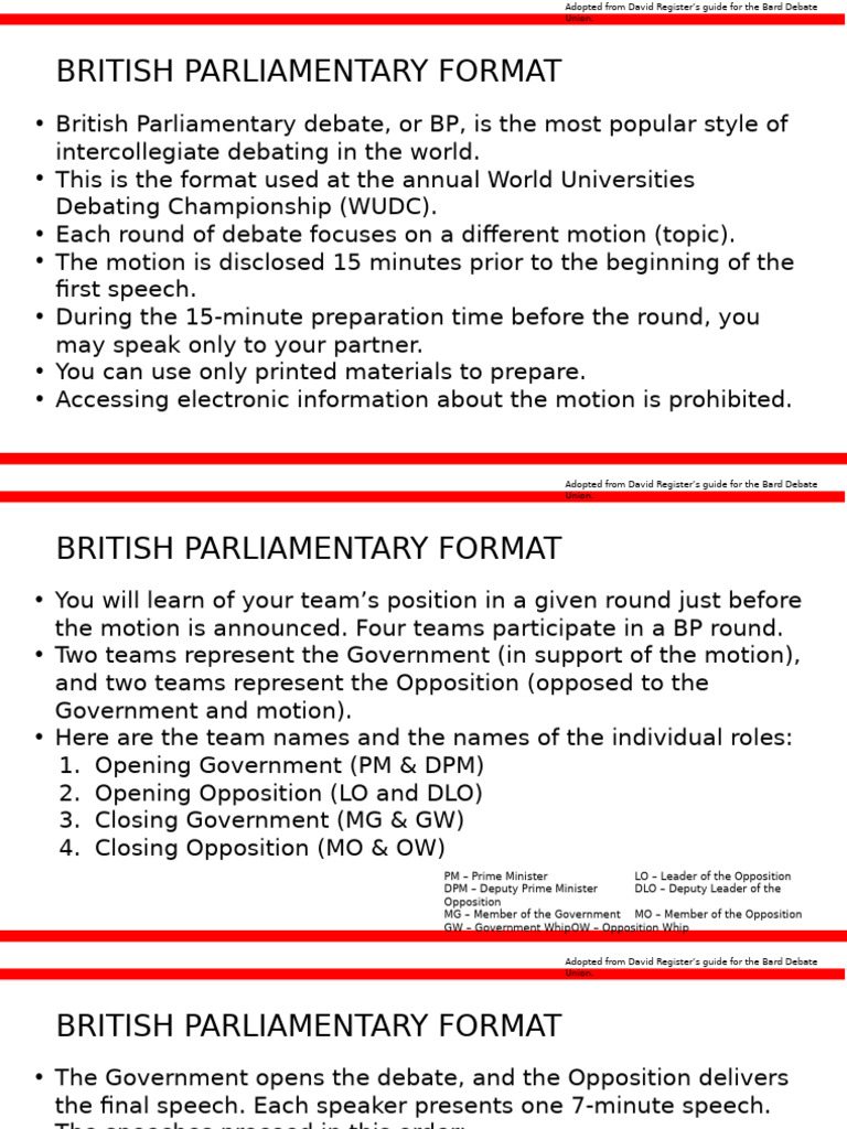 British Parliamentary Format | PDF