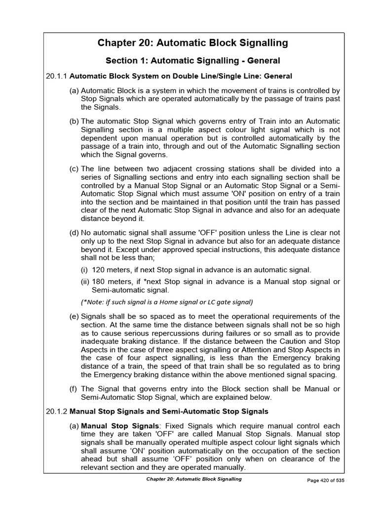 Automatic Block Signalling Guide | PDF | Railway Safety ...