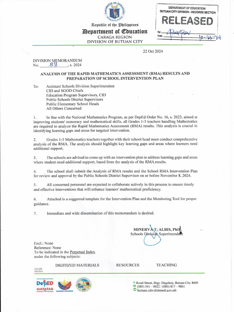 DivMemo511S2024 ANALYSIS OF THE RAPID MATHEMATICS ASSESSMENT RMA ...