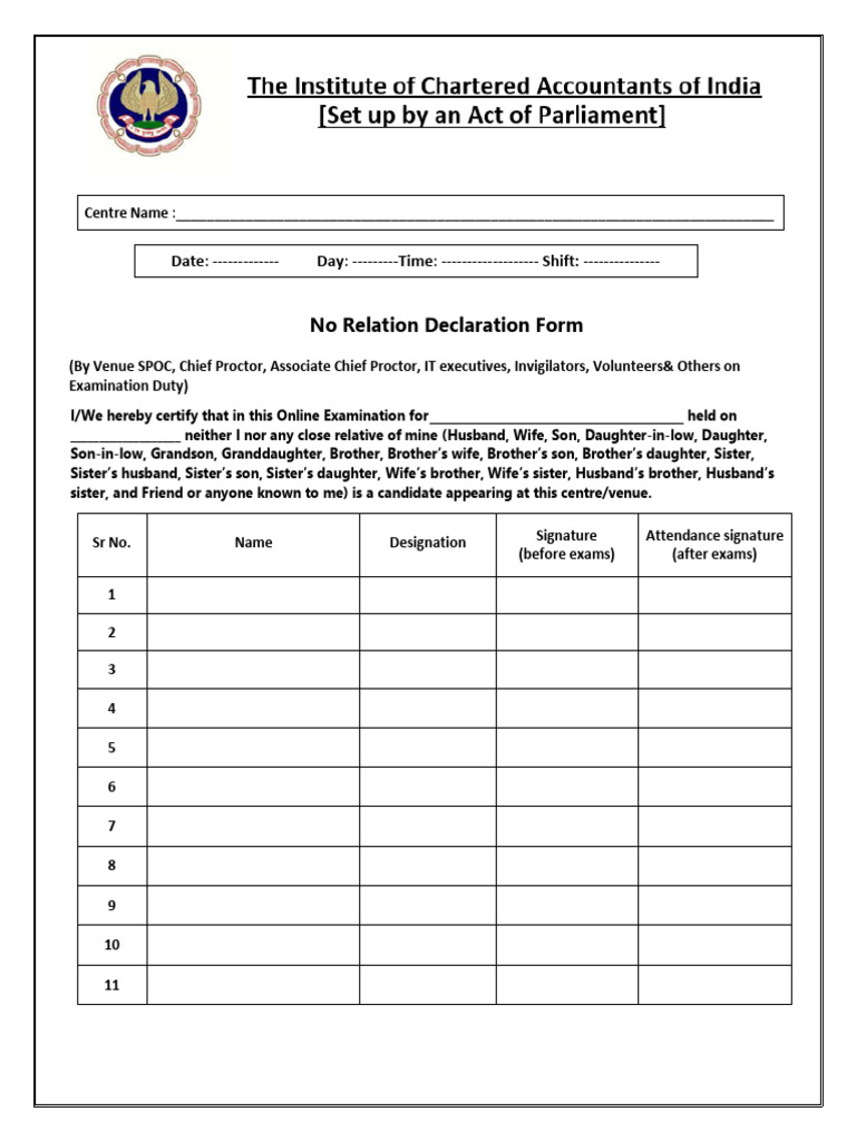 No Relation Declaration Form | PDF