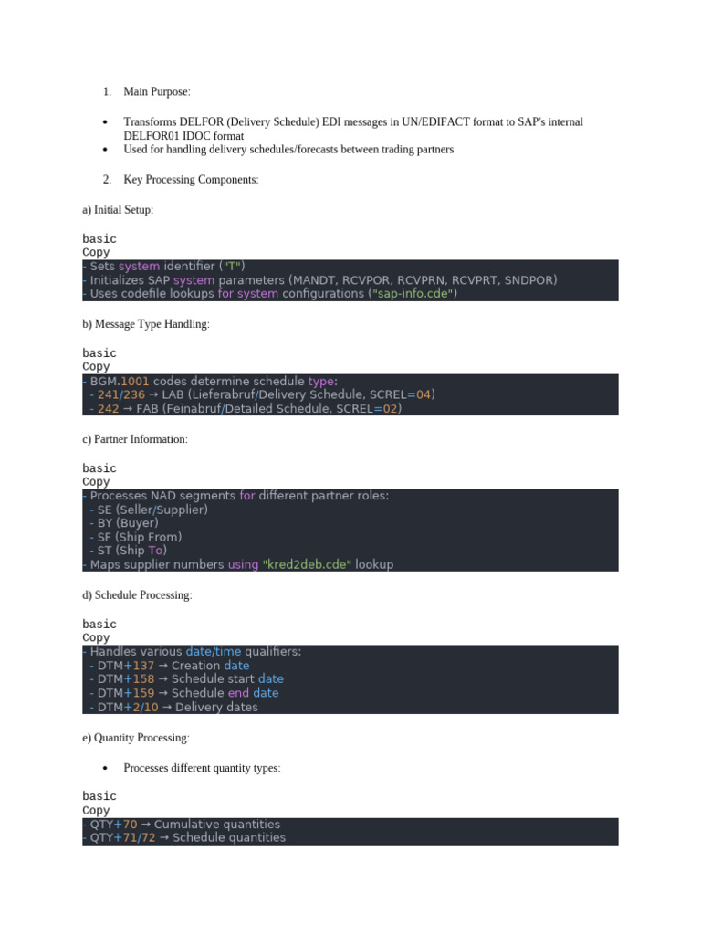 Mapping Specification - Delfor Edifact To Delfor Idoc | PDF ...