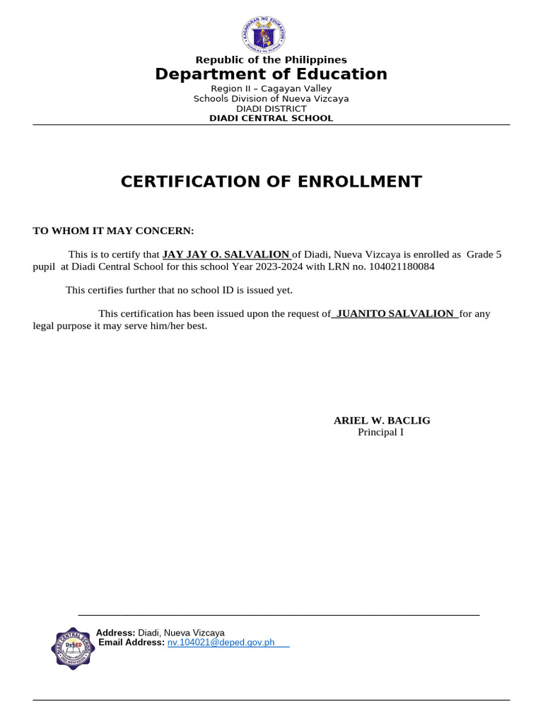 Enrolment Certificate | PDF