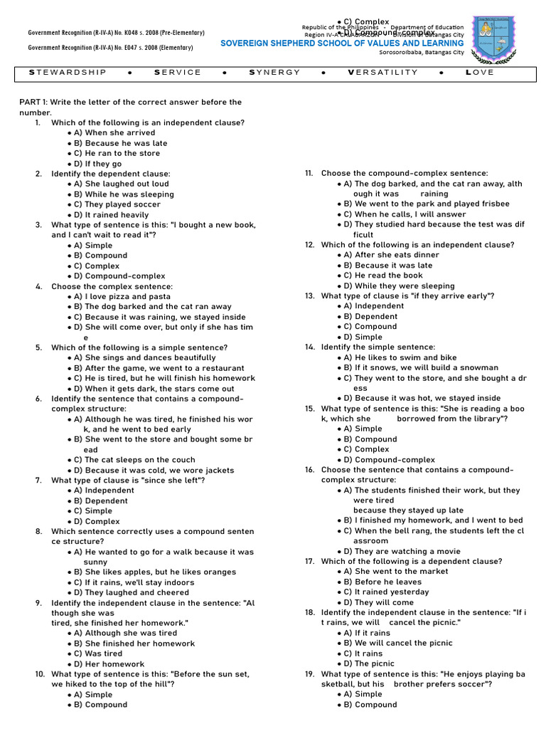 Sentence Structure Quiz 8 | PDF | Syntax | Grammar