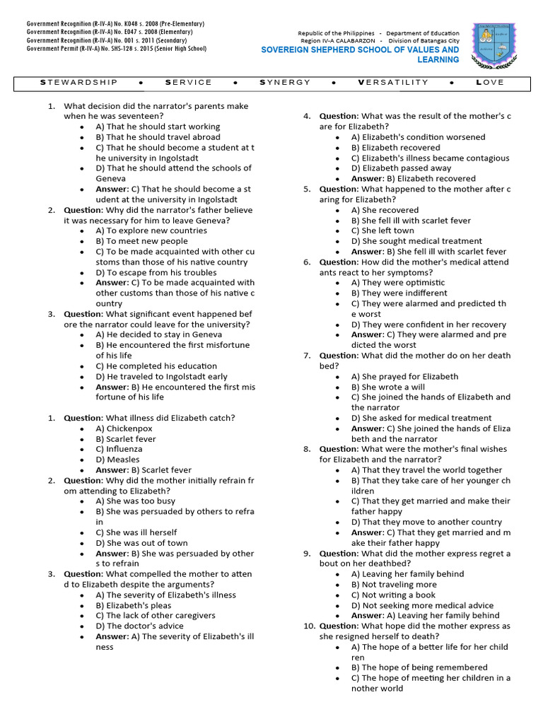 Shelly's Frankenstein QUIZ 9 | PDF