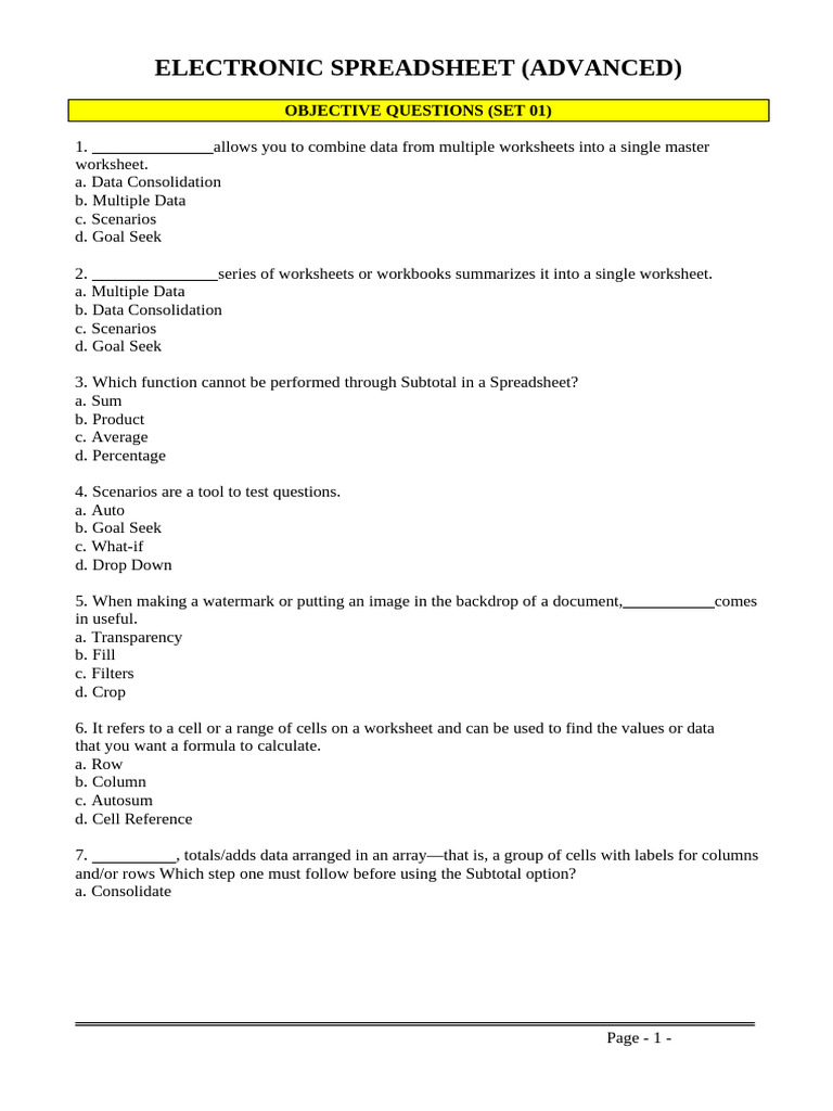 Advanced Spreadsheet Techniques | PDF | Spreadsheet | Worksheet