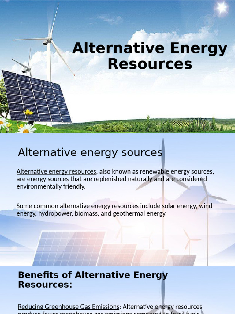 Alternative Energy Resources | PDF | Renewable Energy | Energy Development