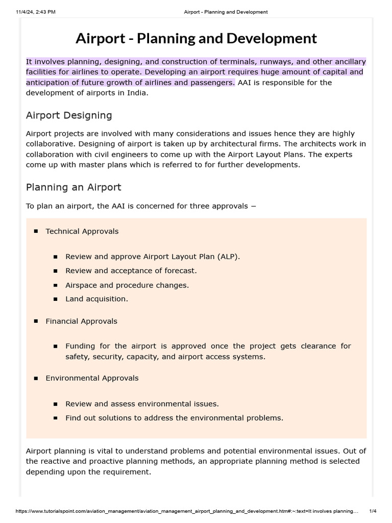 Airport - Planning and Development | PDF | Airport | International Airport