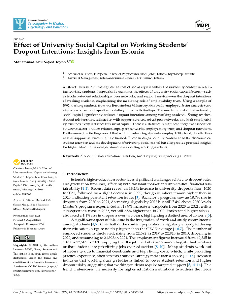 Effect of University Social Capital On Working Stu | PDF | Finance ...