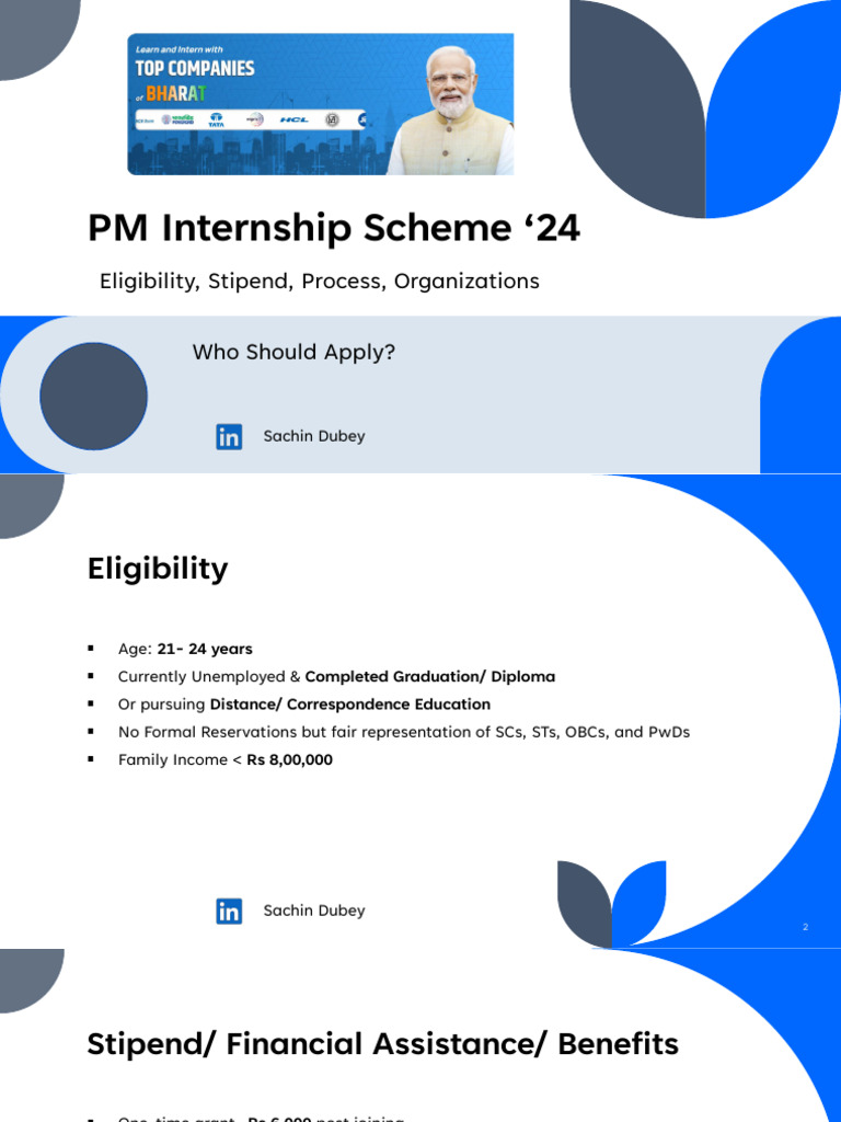 PM Internship Scheme 2024 - Sachin Dubey | PDF