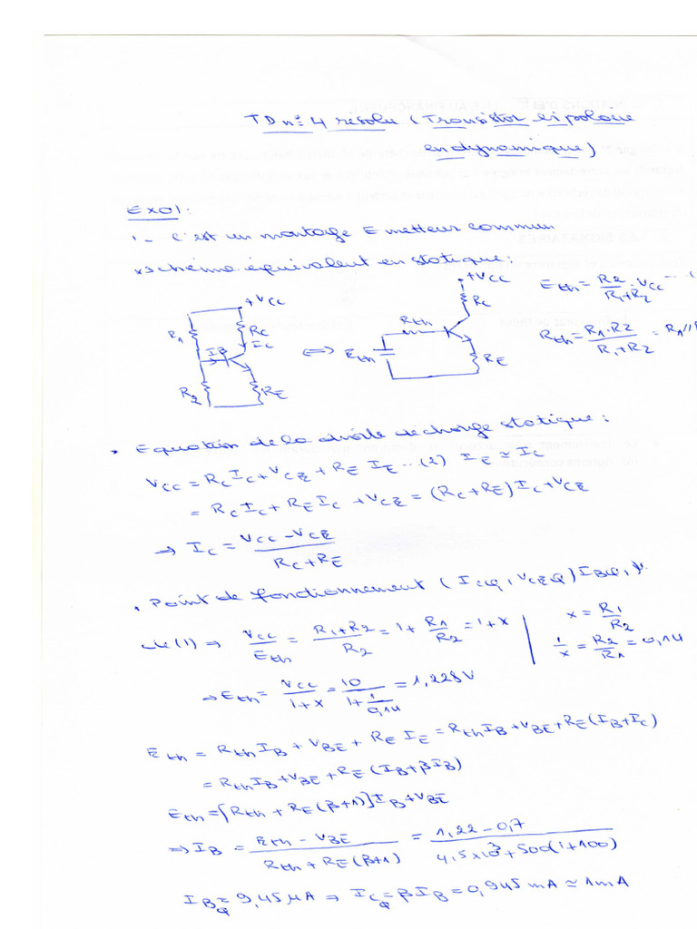 Solution-TD4 Electronique Fondamentale 2 | PDF