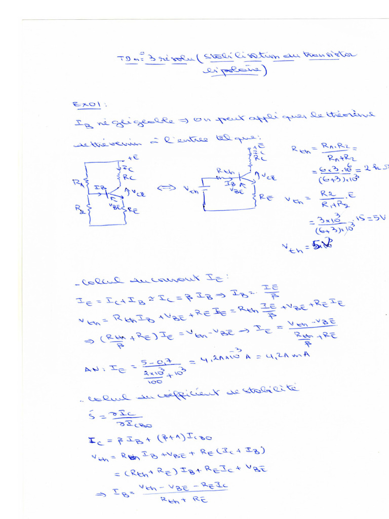 Solution-TD3 Electronique Fondamentale 2 | PDF