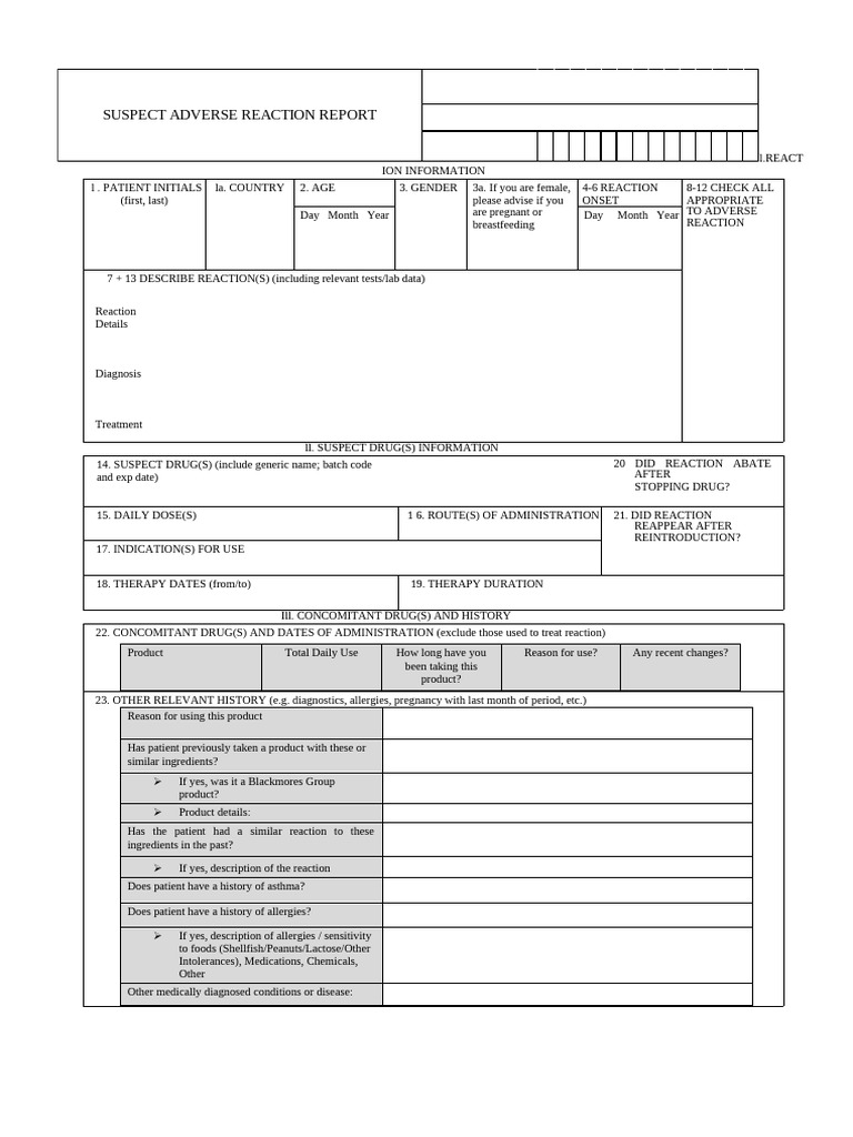 Suspect Adverse Reaction Report | PDF | Allergy | Medical Diagnosis