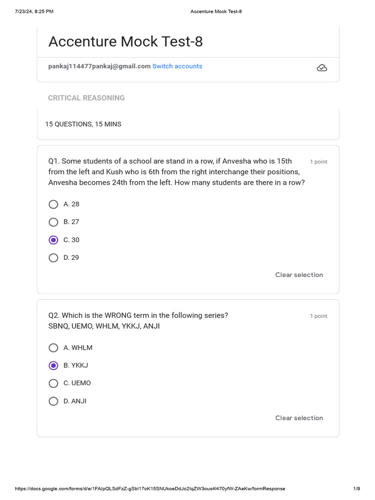 Accenture Mock Test-8 Reasoning 2 | PDF