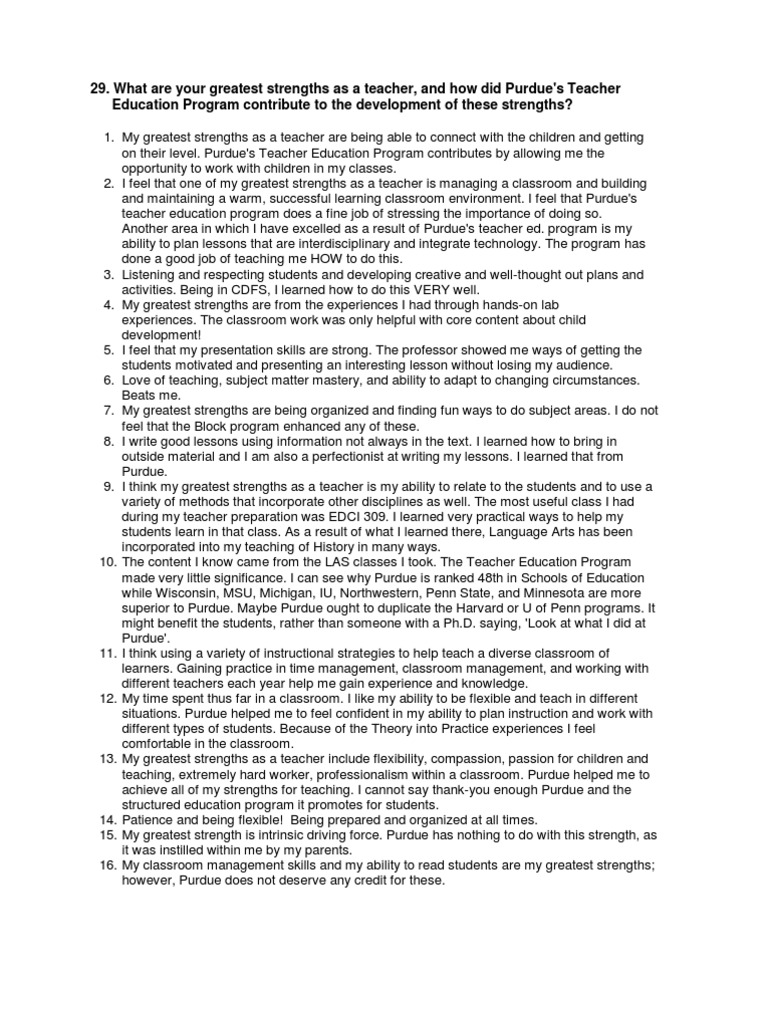 Strengths As A Teacher | PDF | Lesson Plan | Teachers