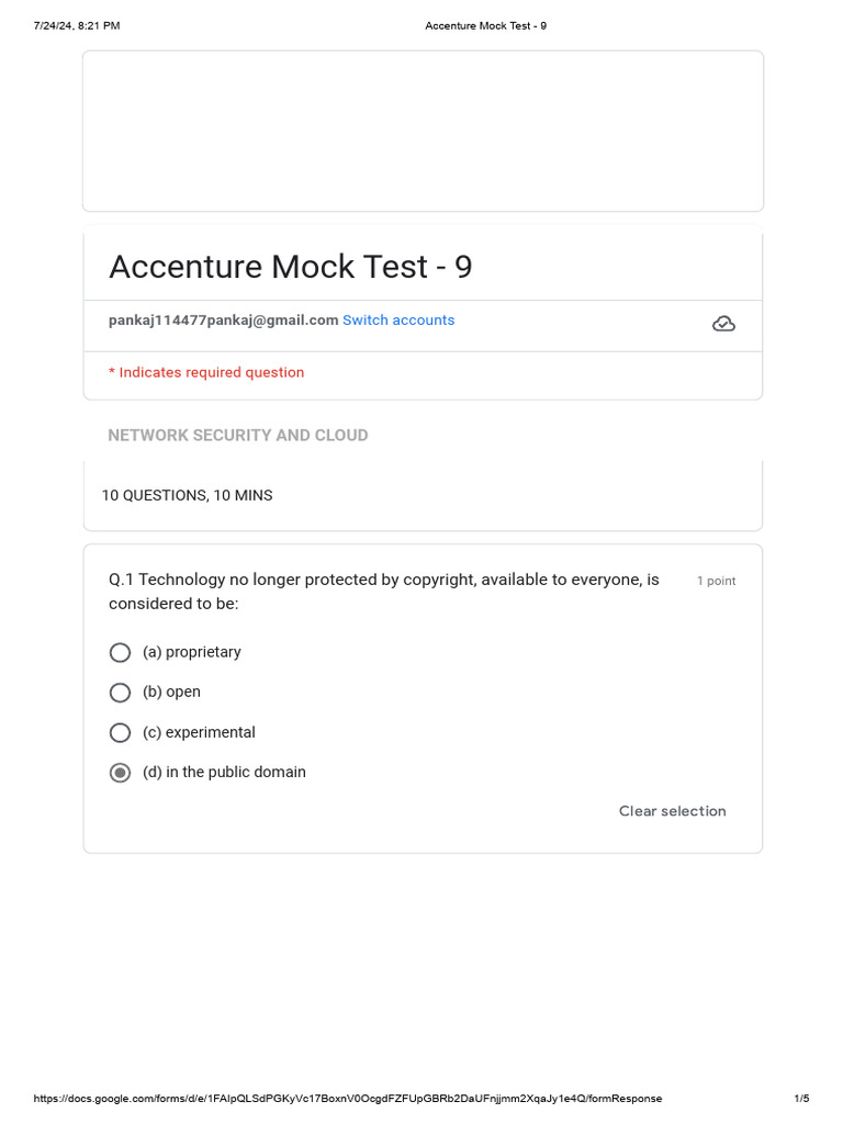 Accenture Mock Test - 9 43 | PDF | Cloud Computing | Application Software