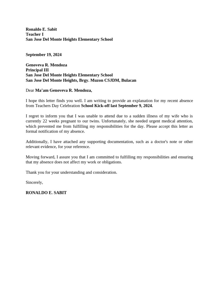 Letter of Explanation | PDF