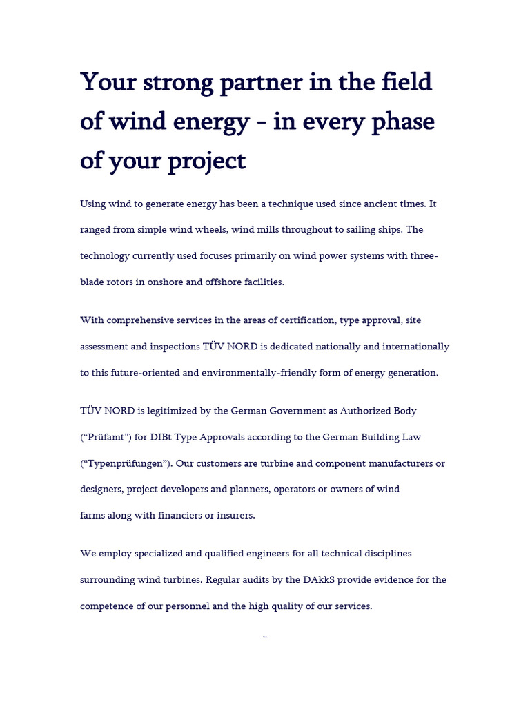 Wind Energy Certification Services | PDF | Wind Power | Energy Production