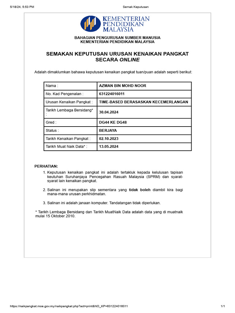 Semak Keputusan DG48 | PDF