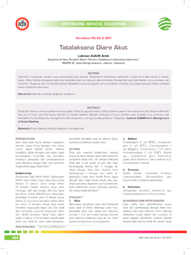 Tatalaksana Diare Akut | PDF