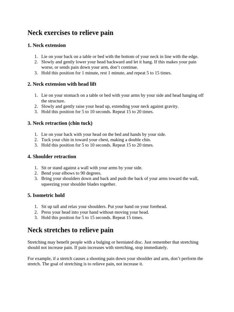 Neck Exercises To Relieve Pain | PDF | Anatomical Terms Of Motion