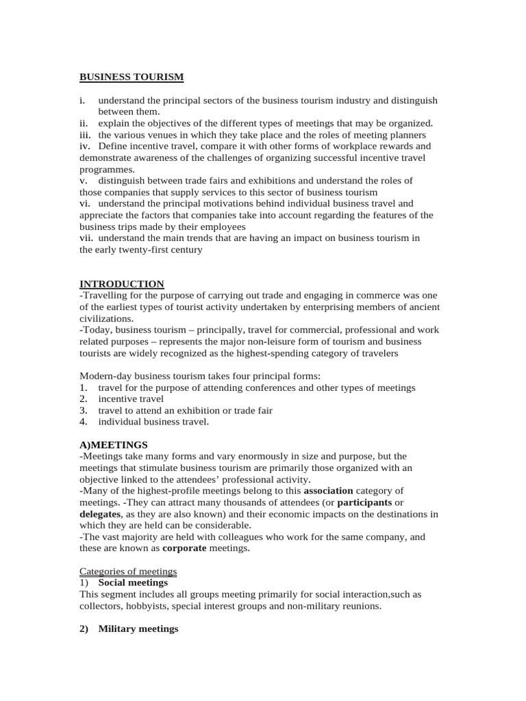 Business Tourism | PDF | Incentive | Tourism