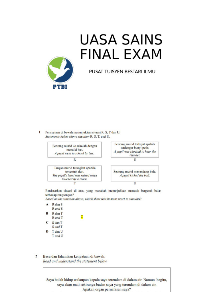 Uasa Final Exam 6 Nov-Jawapan | PDF