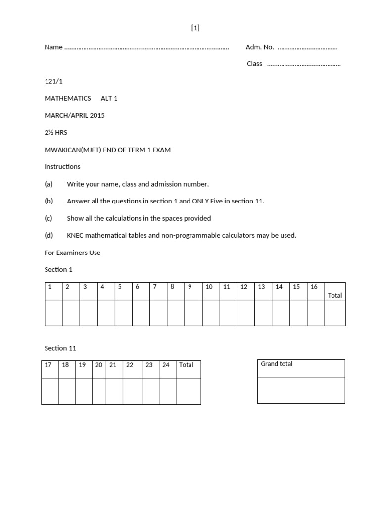 Atika School 93-2016 Mathematics Form 3 pp1 Mod09042022001 | PDF ...