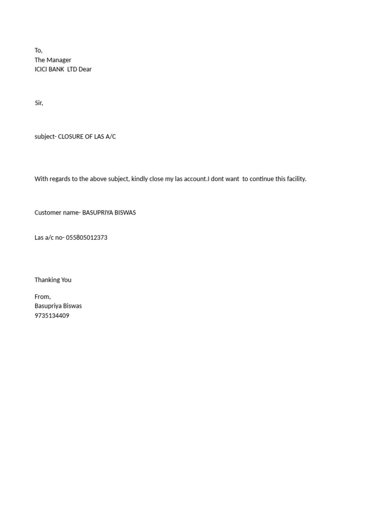 Fastag Account Closure Request Letter | PDF