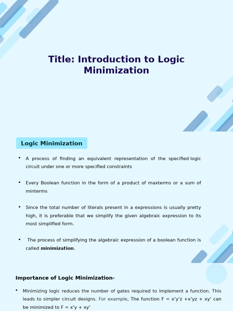 Introduction To Logic Minimization | PDF | Applied Mathematics | Theoretical Computer Science