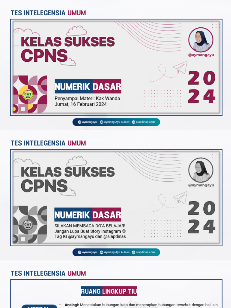 Tes Intelegensia: Numerik Dasar | PDF | Metode & Bahan Ajar