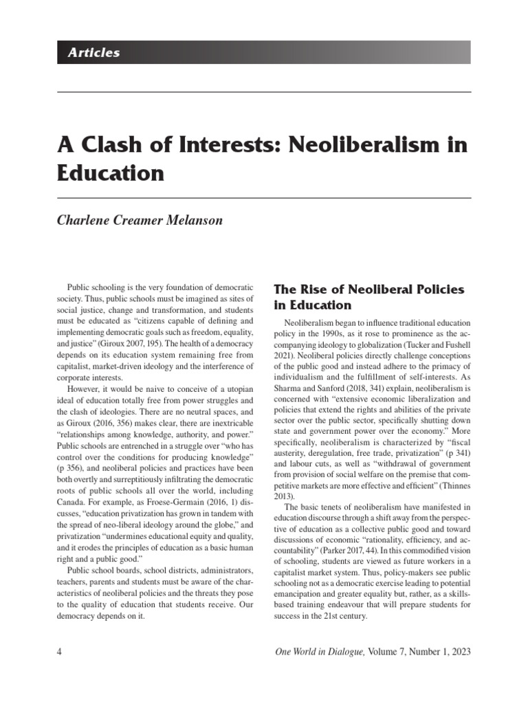 A Clash of Interests Neoliberalism in Education | PDF | Neoliberalism ...
