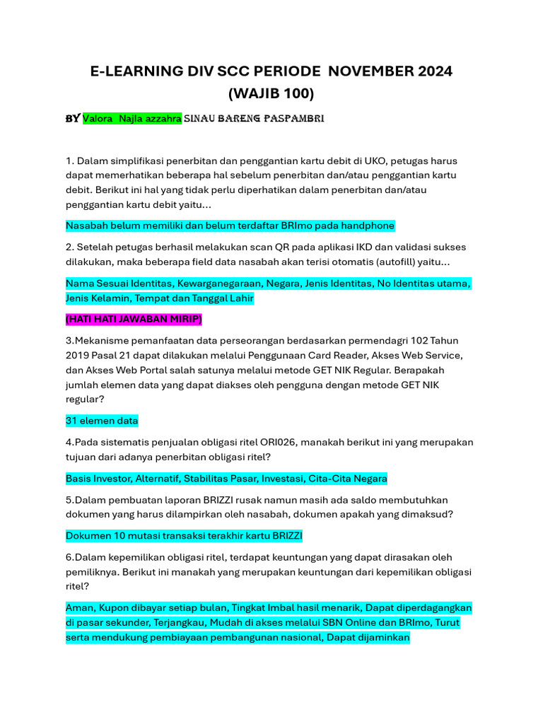 E - LEARNING SCC NOVEMBER BY Valora Najla Azzahra SINAU BARENG PASPAMBRI | PDF | Bisnis | Hukum