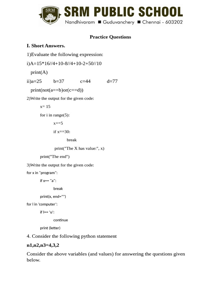 Python Practice Questions and Exercises | PDF | Teaching Methods ...