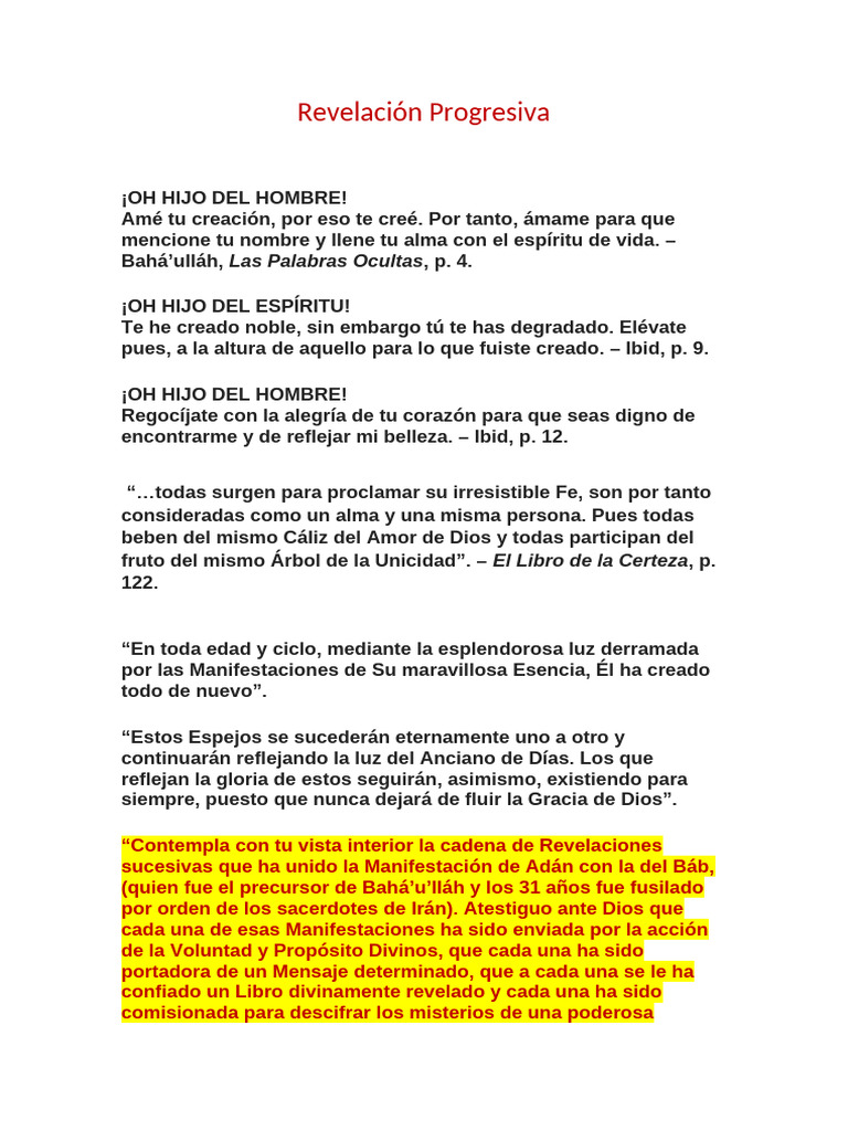 Textos Revelación Progresiva | PDF | Dios | Verdad