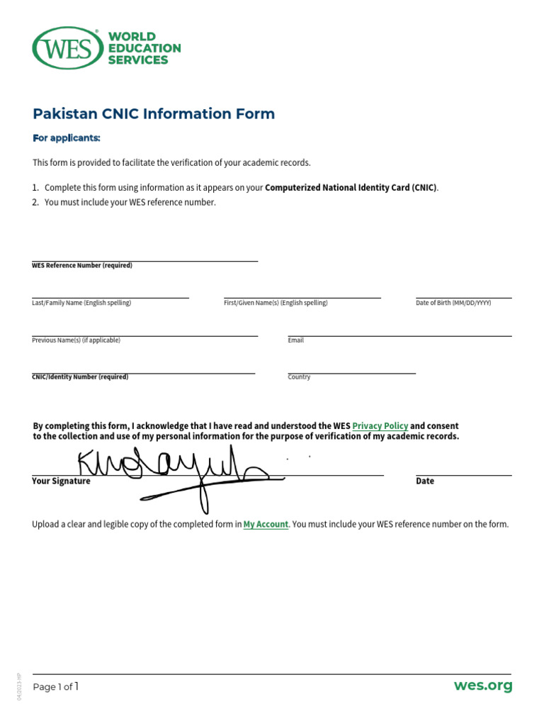 Hec Cnic Form | PDF