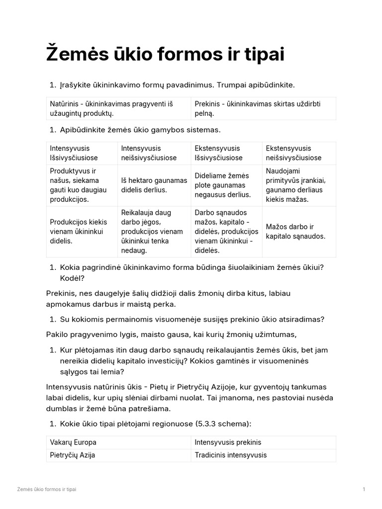 Žemės Ūkio Formos Ir Tipai | PDF