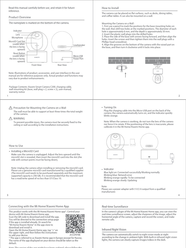 Xiaomi Smart Camera C200 User Guide | PDF | Camera | Computing